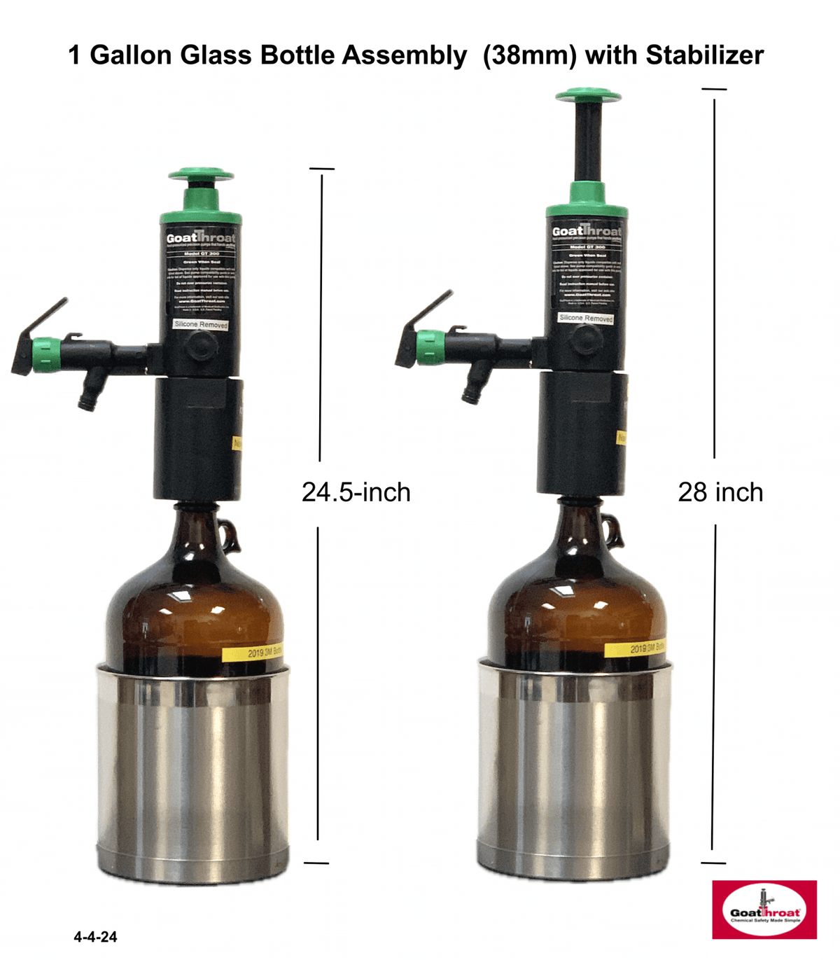 1 gallon Glass bottle adapter,Stabilizer for Nitrile or Viton pump wit ...